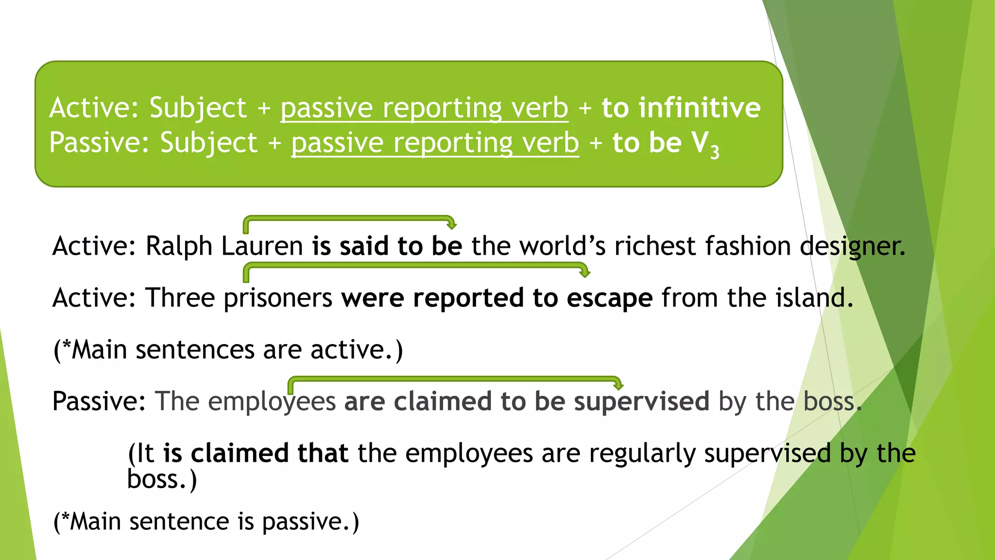 Passive reporting verbs | PPT