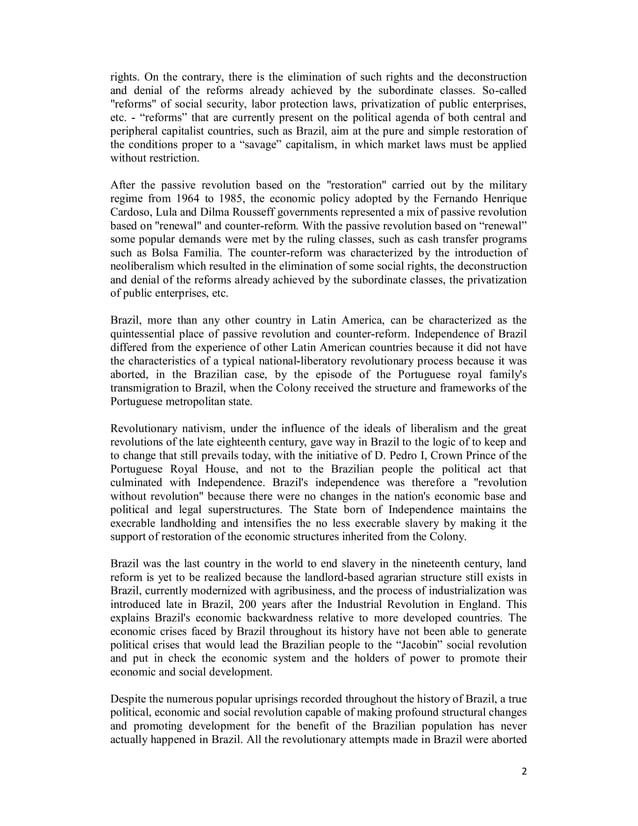 Passive revolution, counter reform or popular revolution in brazil | PDF