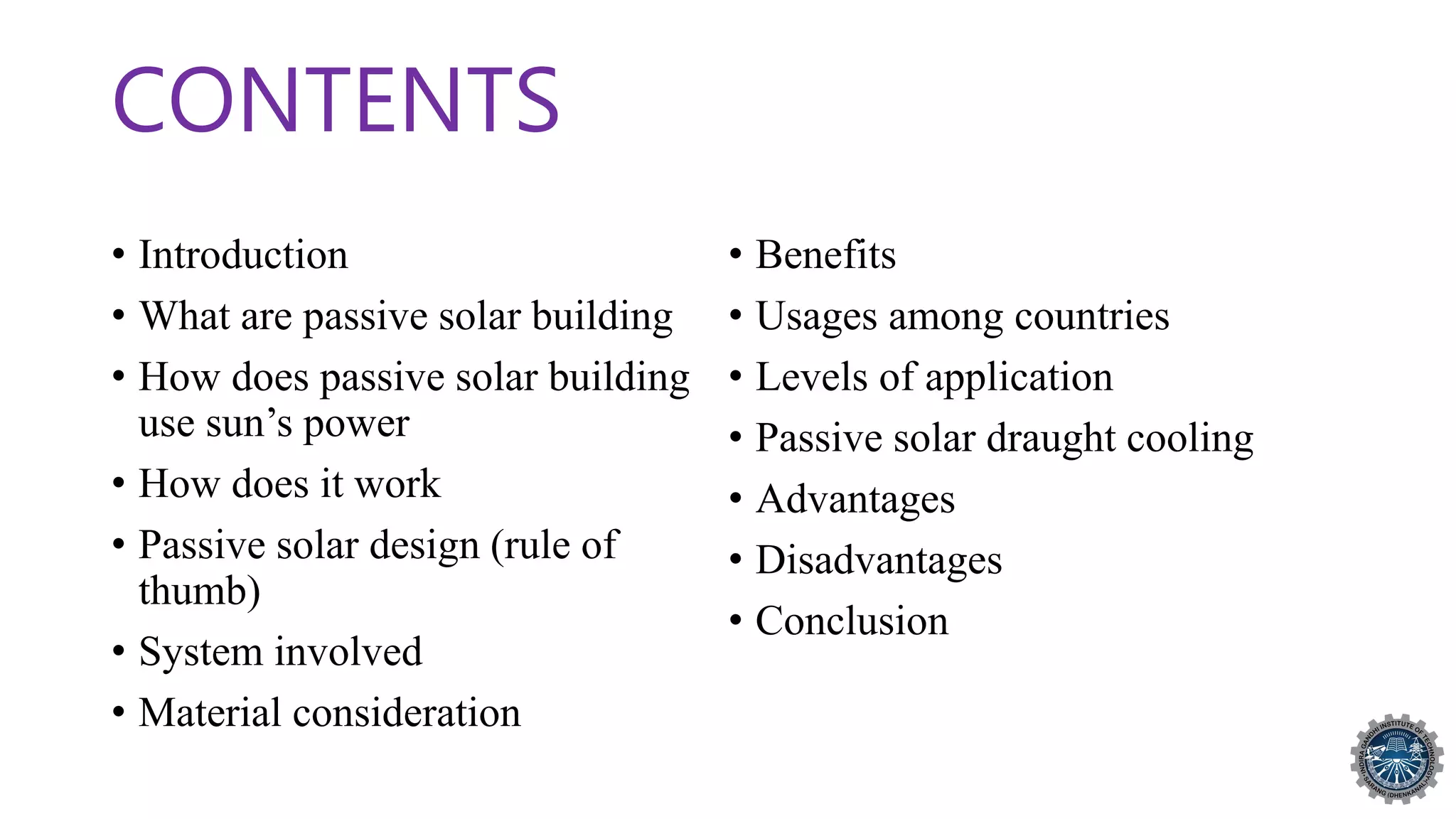 Passive solar building | PPTX