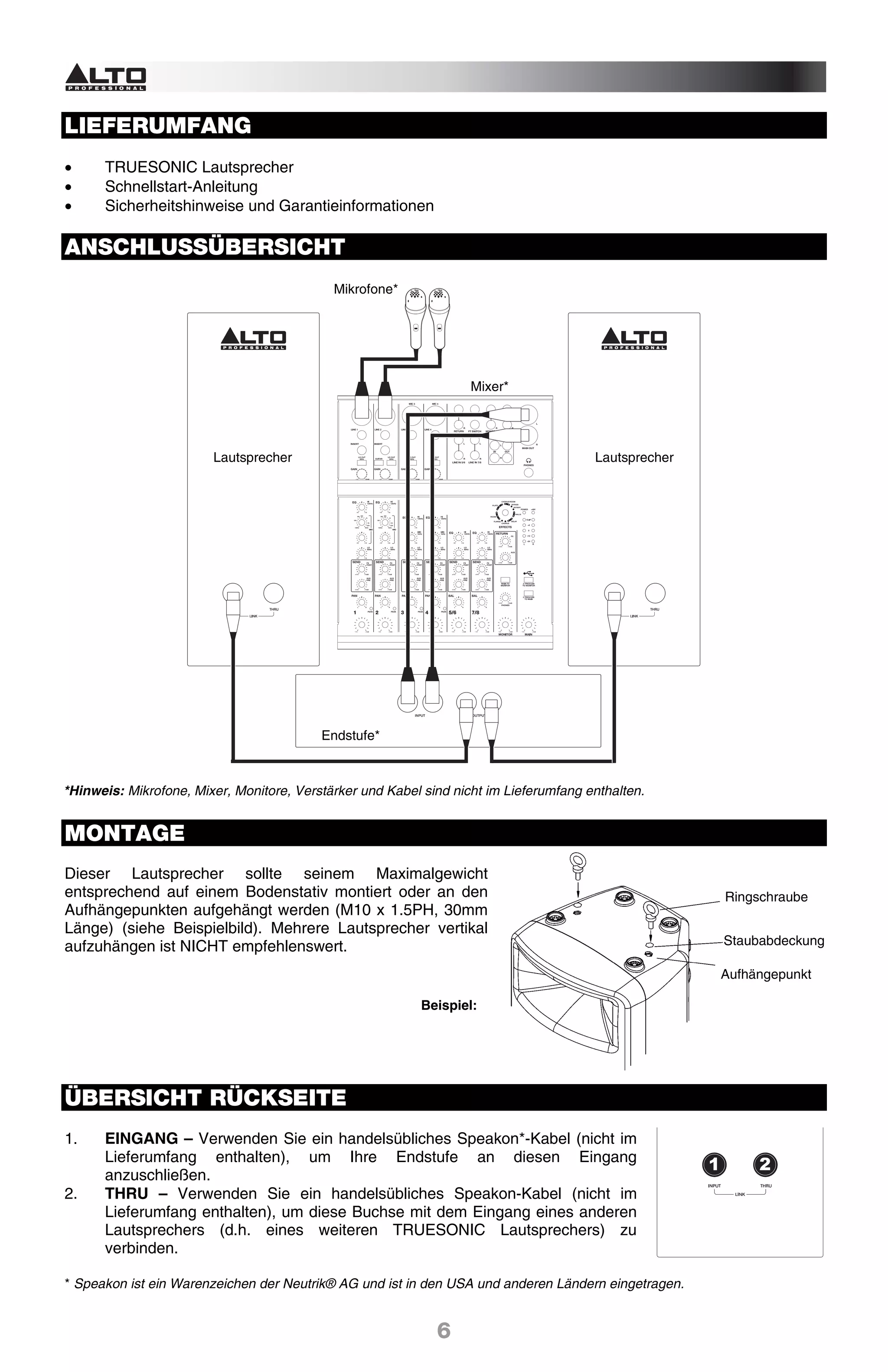 Passive Speakers TRUESONIC TS115 Quickstart Guide | PDF