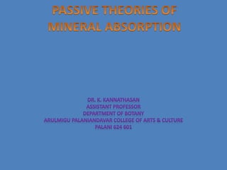 Passive theories of ion absorption | PPTX