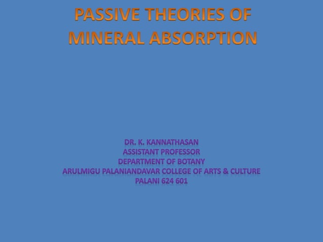 Passive theories of ion absorption | PPTX