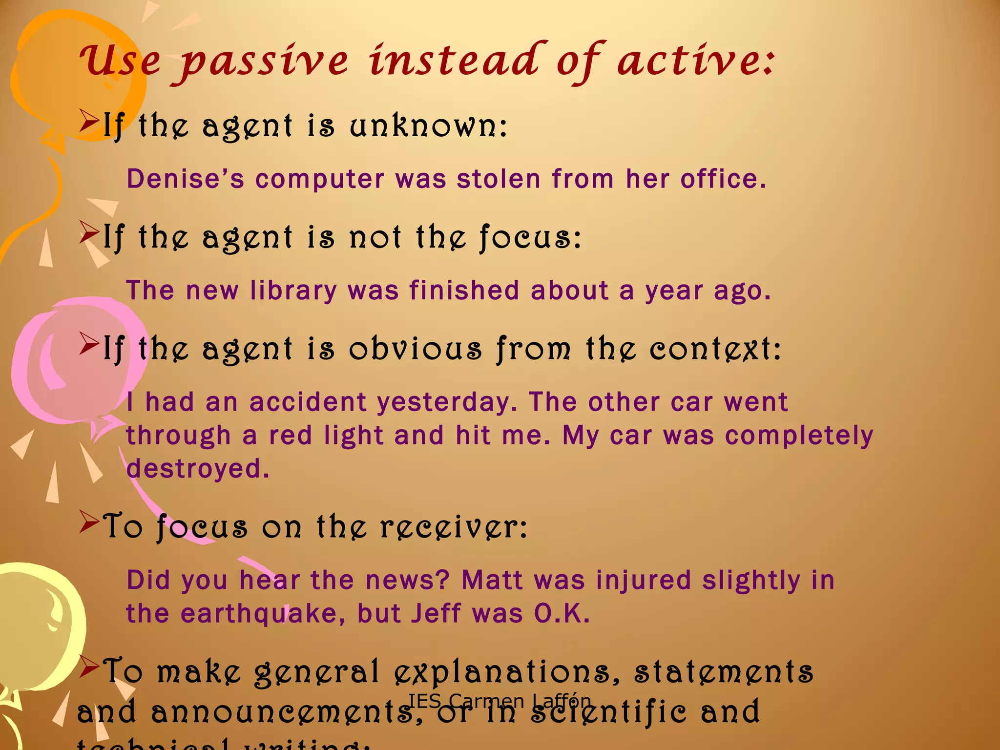 Passive Voice for Bachillerato students | PPT