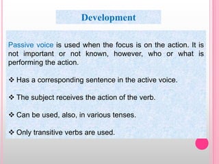 Passive voice online class | PPTX | Homework and Study | Education