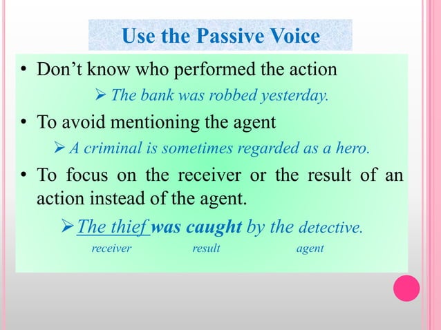 Passive voice online class | PPTX | Homework and Study | Education