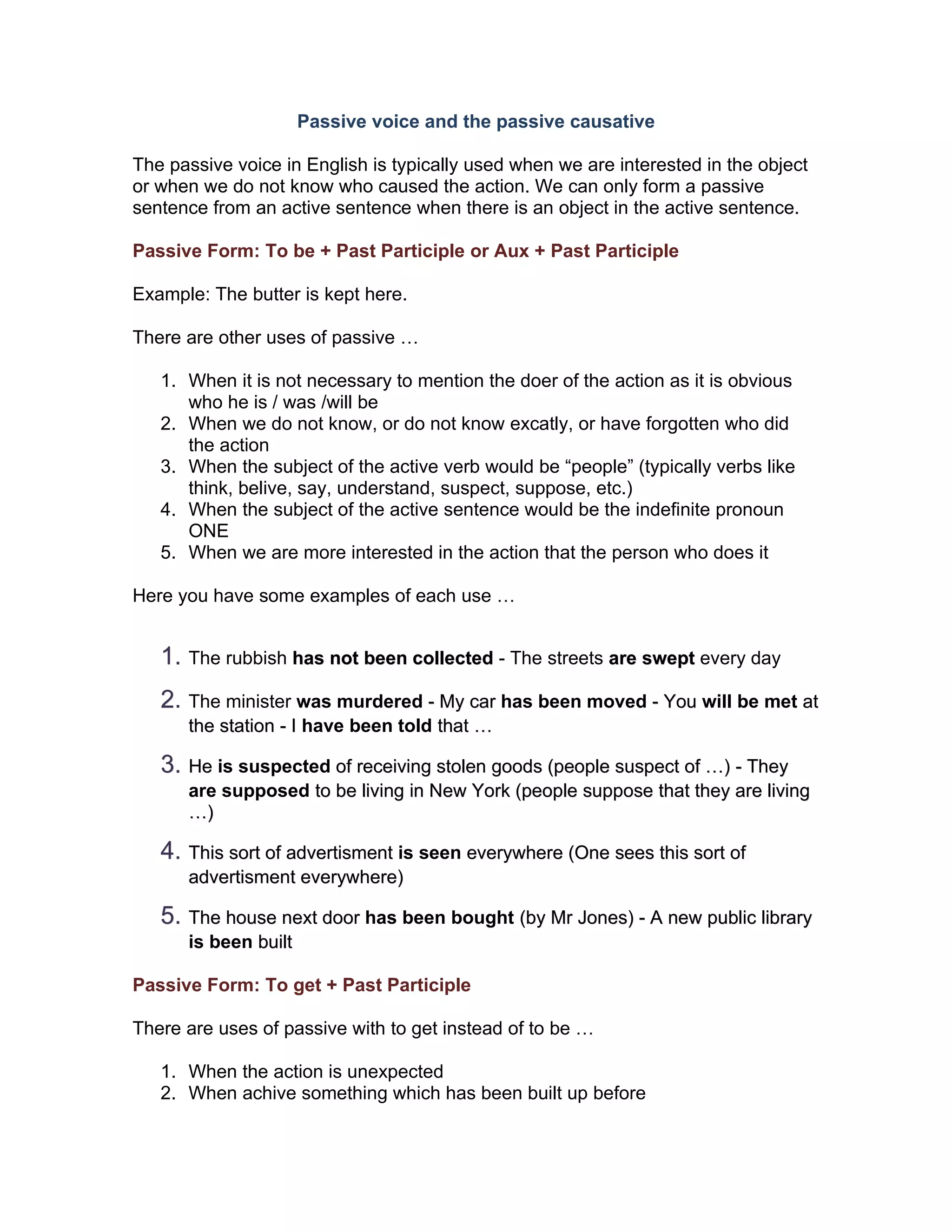 Passive Voice and the Passive Causative | DOC