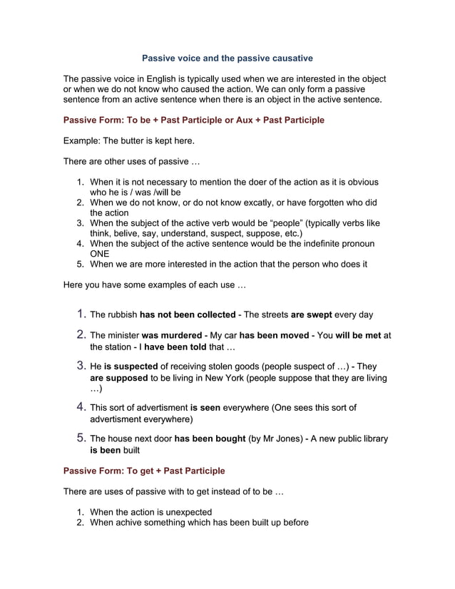 Passive Voice and the Passive Causative | DOC