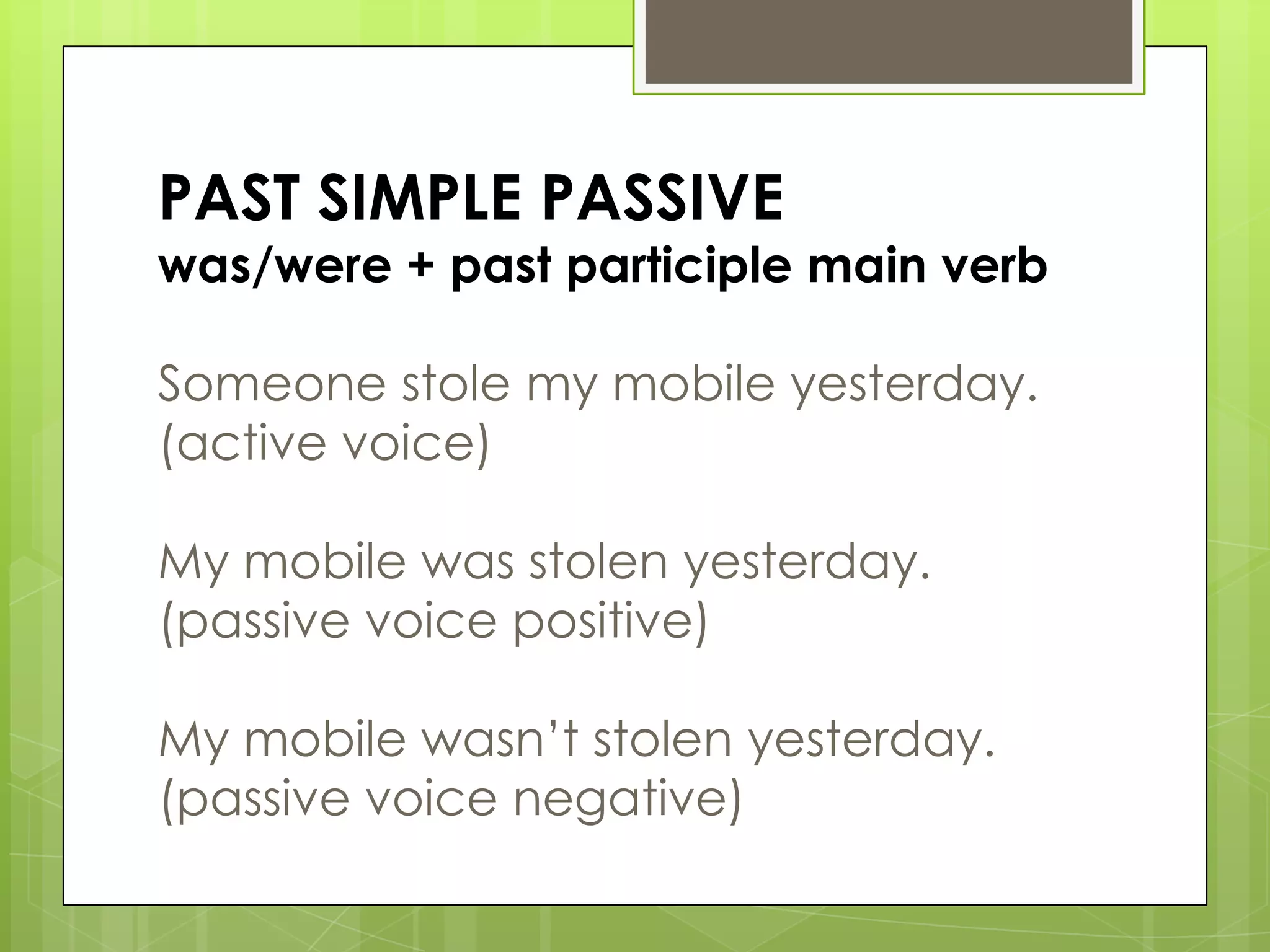 Passive voice basic | PPTX