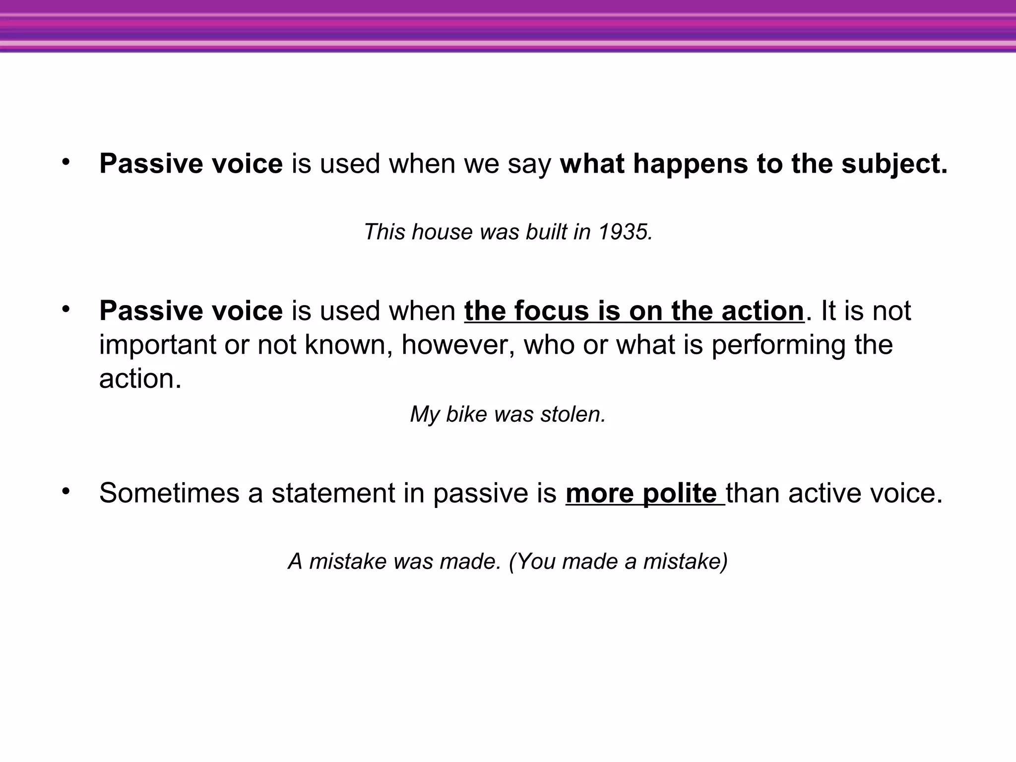 Passive voice & causative bach summary | PPT