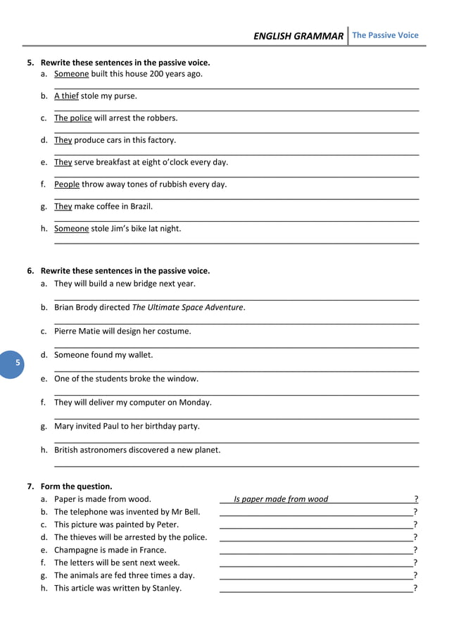 Passive voice exercises | PDF | Programming Languages | Computing