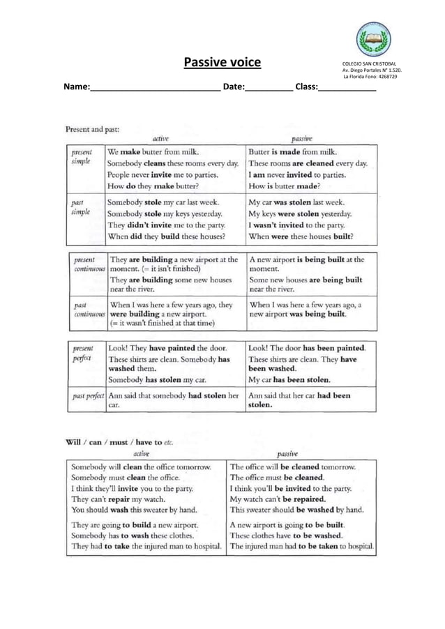 Passive voice handout | DOCX