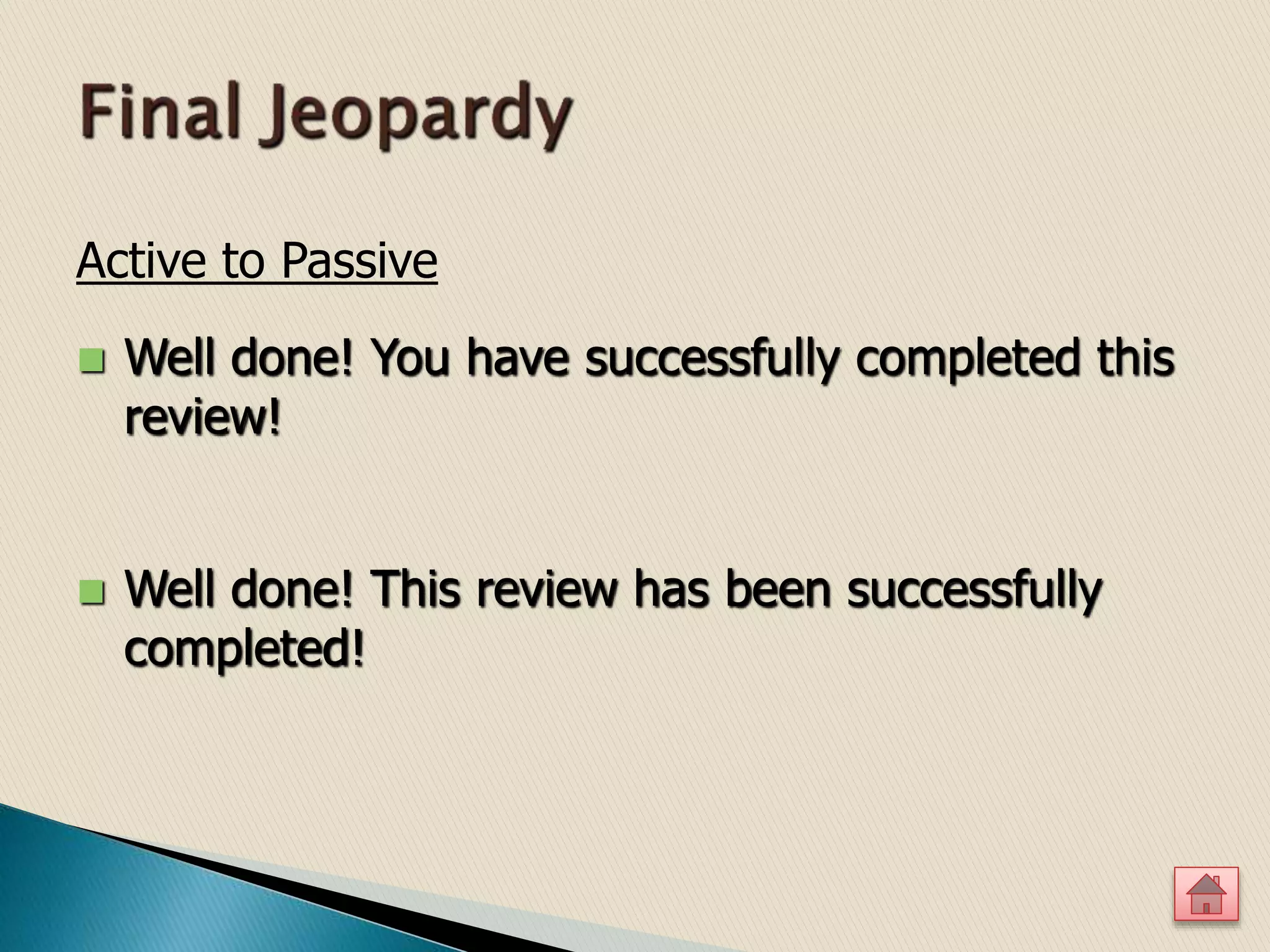 Passive Voice Jeopardy Game | PPTX