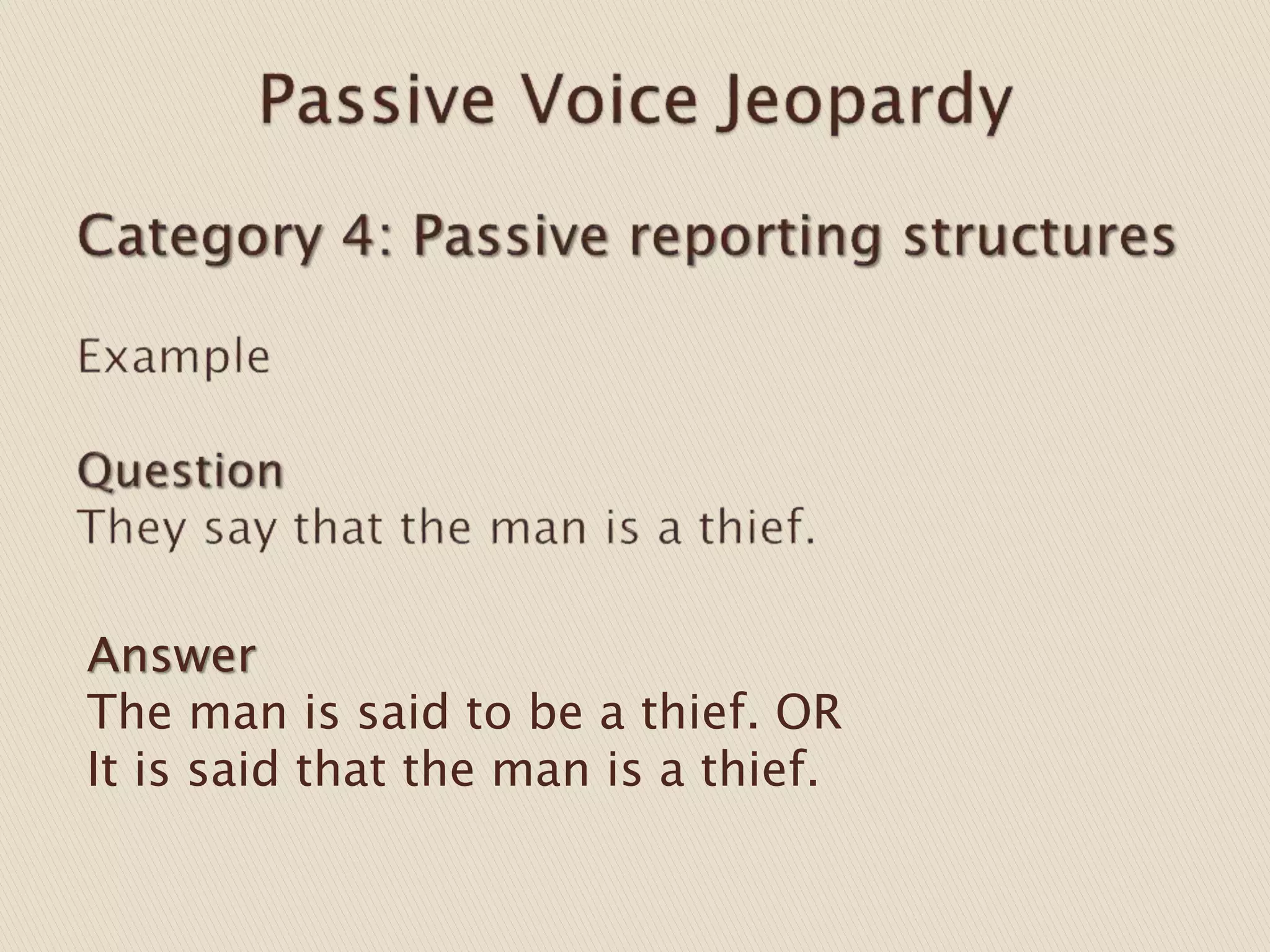 Passive Voice Jeopardy Game | PPTX