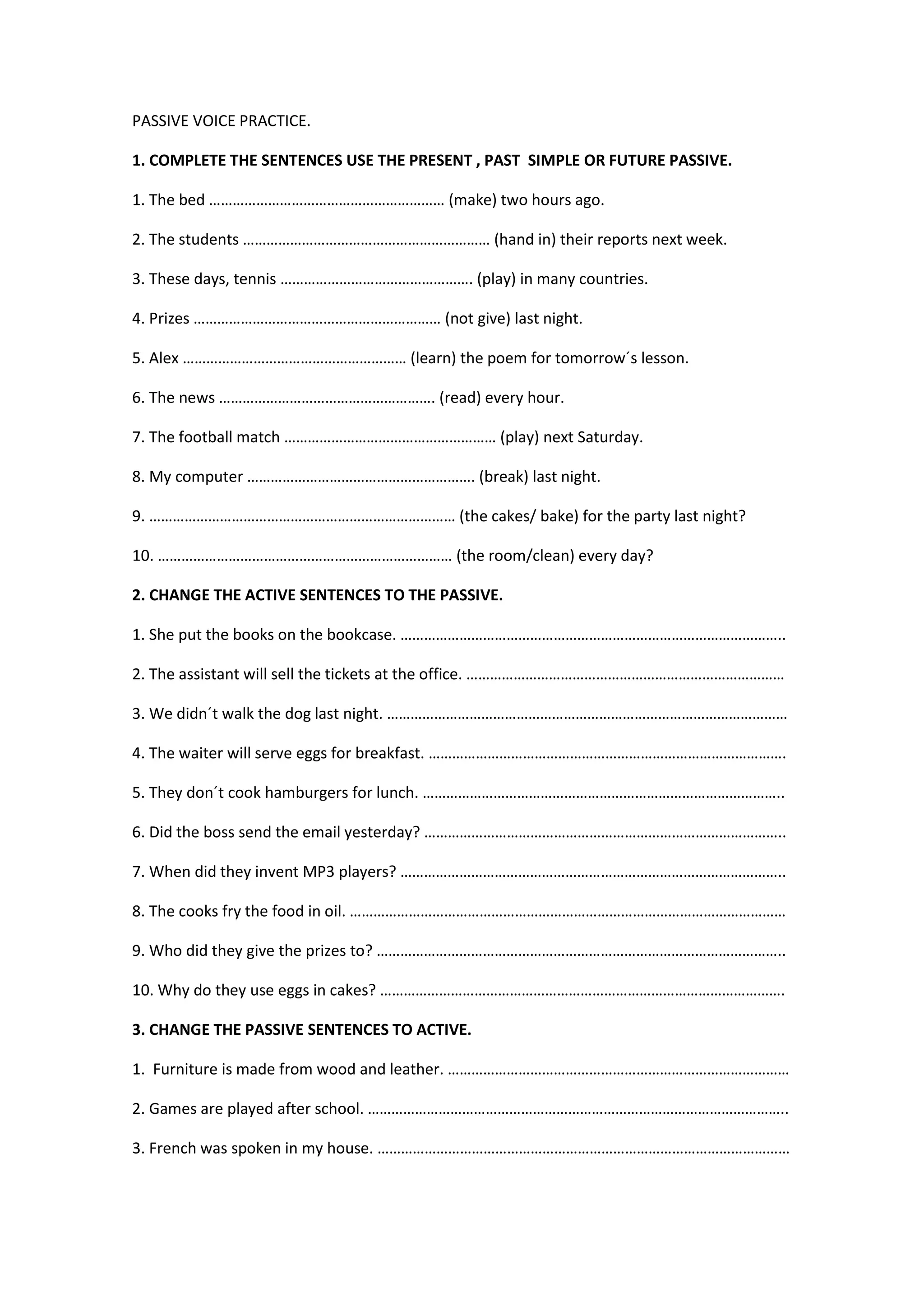Passive voice practice | DOCX