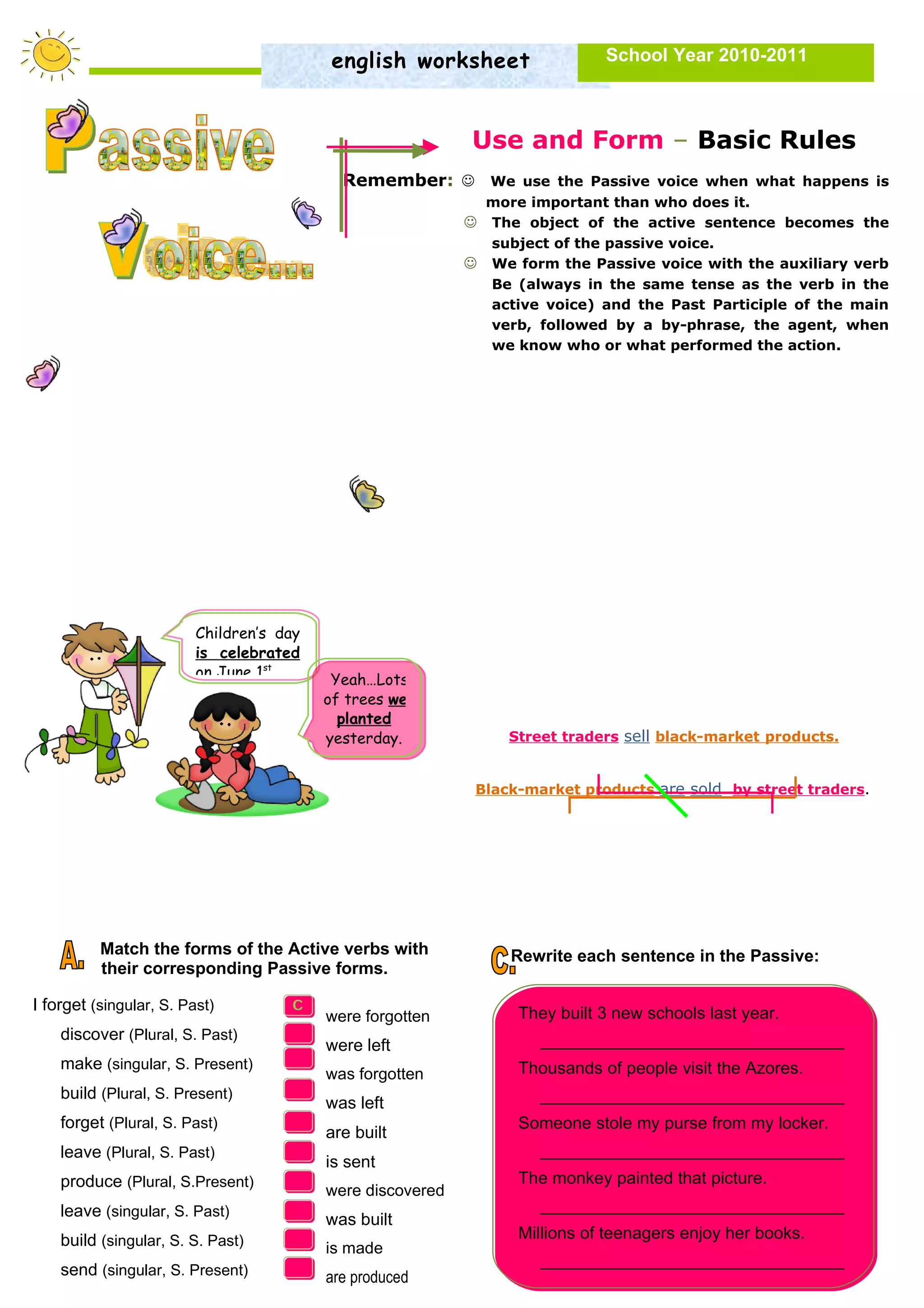 Passive voice worksheet | DOC