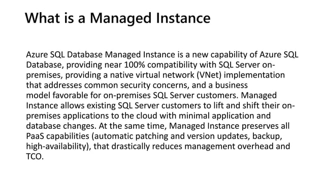 The Evolution of SQL Server as a Service - SQL Azure Managed Instance | PPT