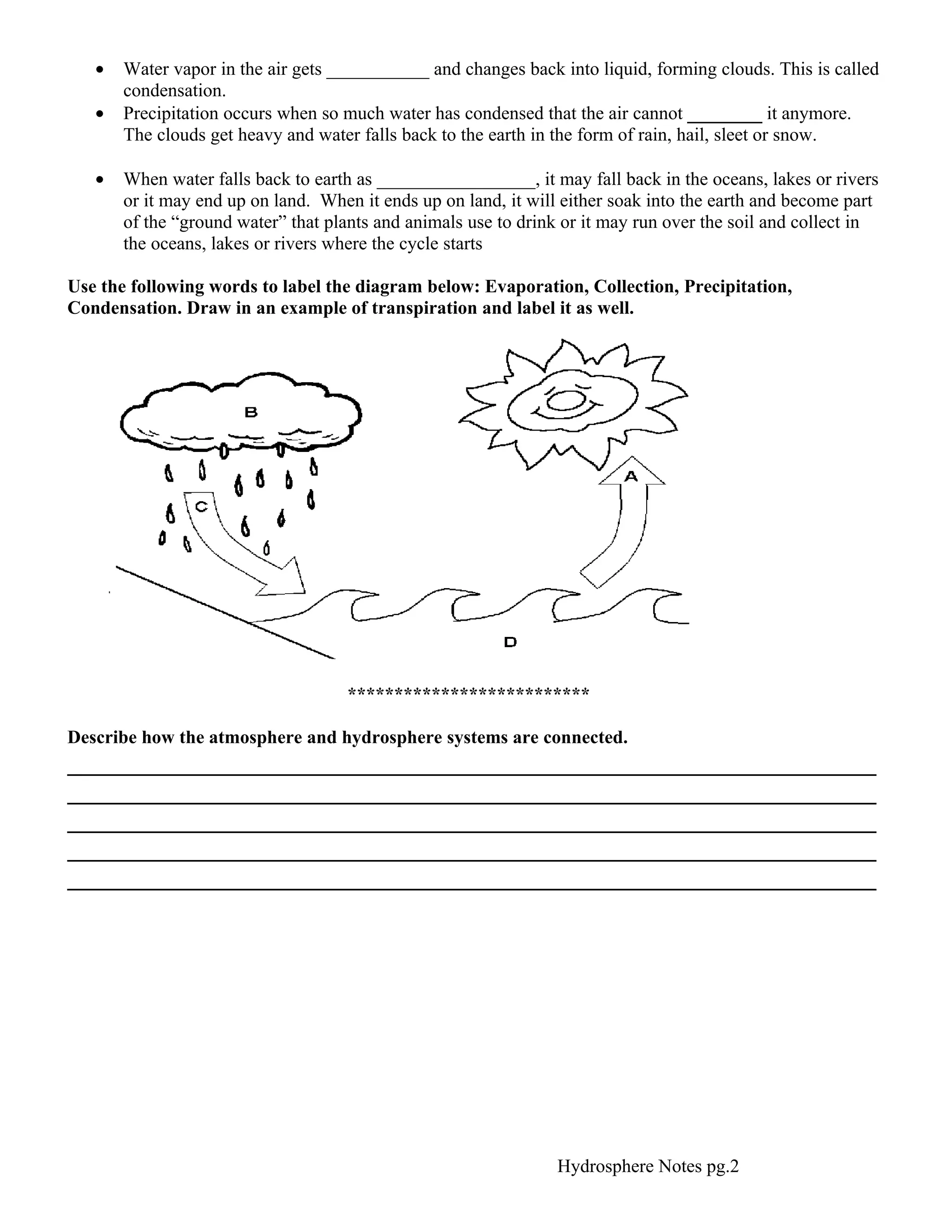 Earth Sciene. Hydrosphere Student notes | DOC