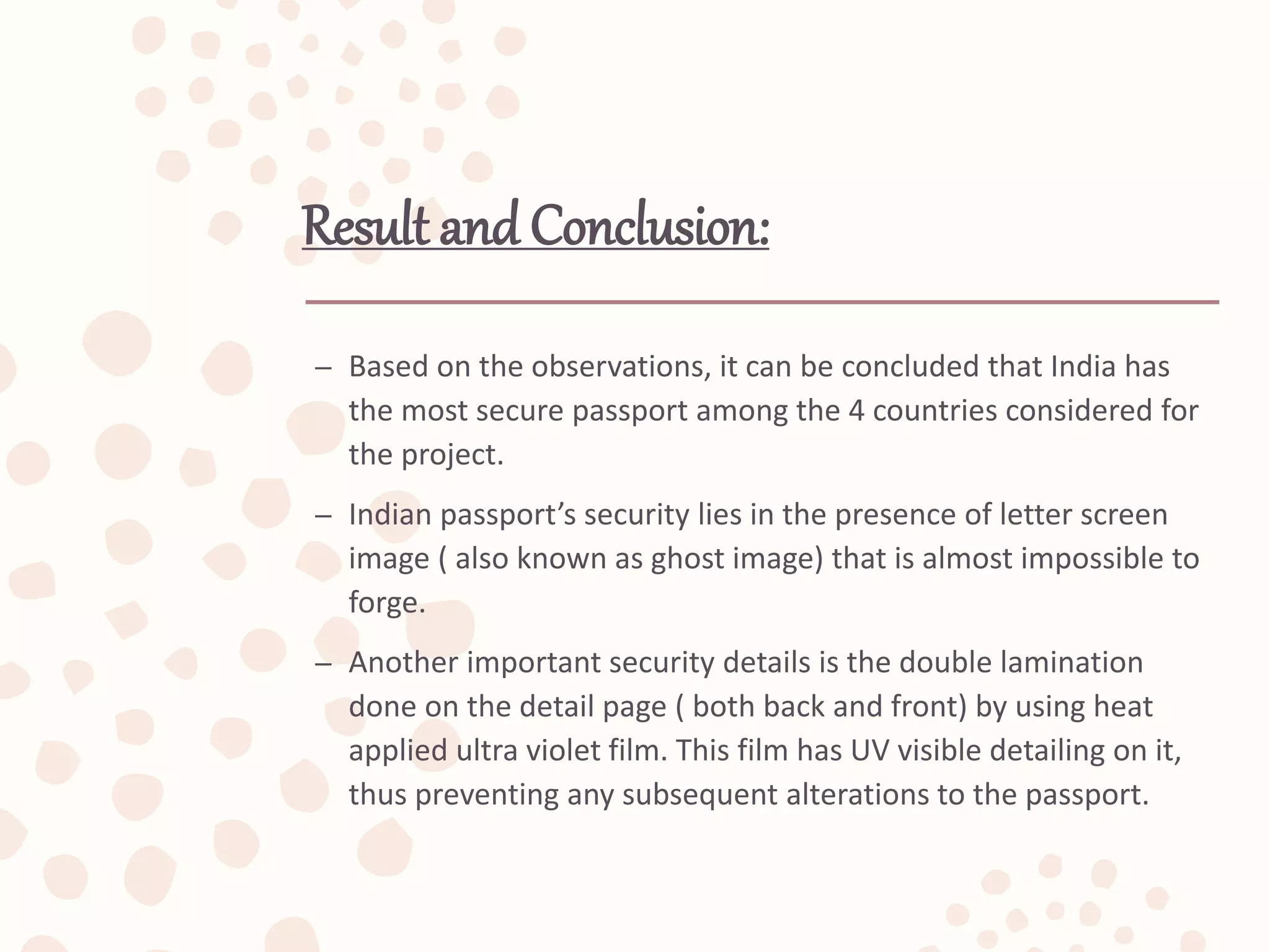 Comparative study of security features of passports of different ...
