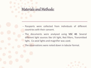 Comparative study of security features of passports of different ...