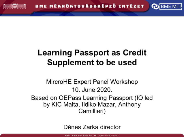 Learning Passport as Credit Supplement to be used | PPT