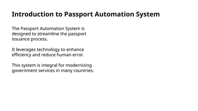 Passport Automation System.pptx in database management system | PPT