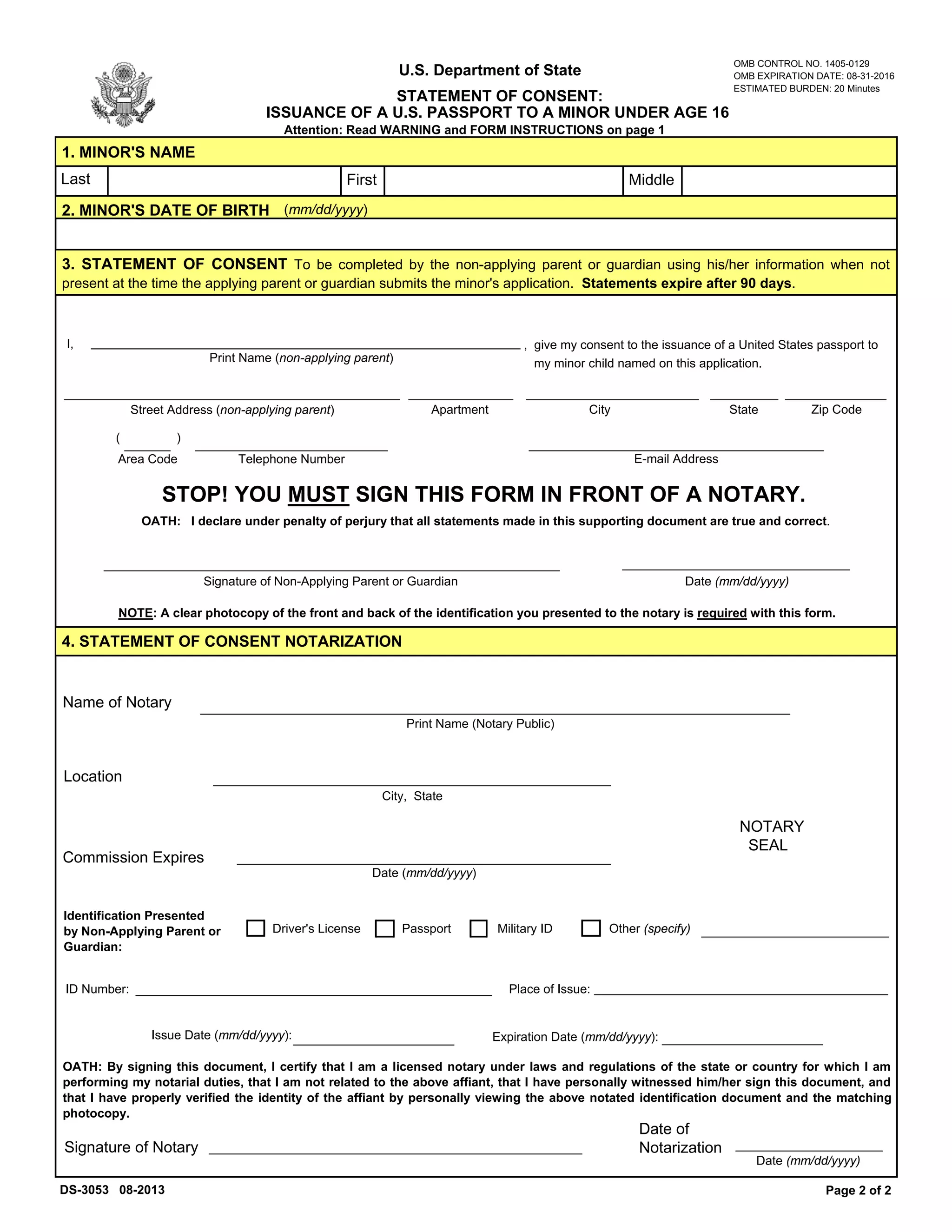 Passport for minor consent | PDF