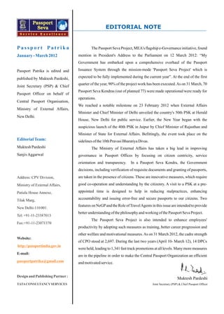 Passport Patrika | January - March 2012 | PDF