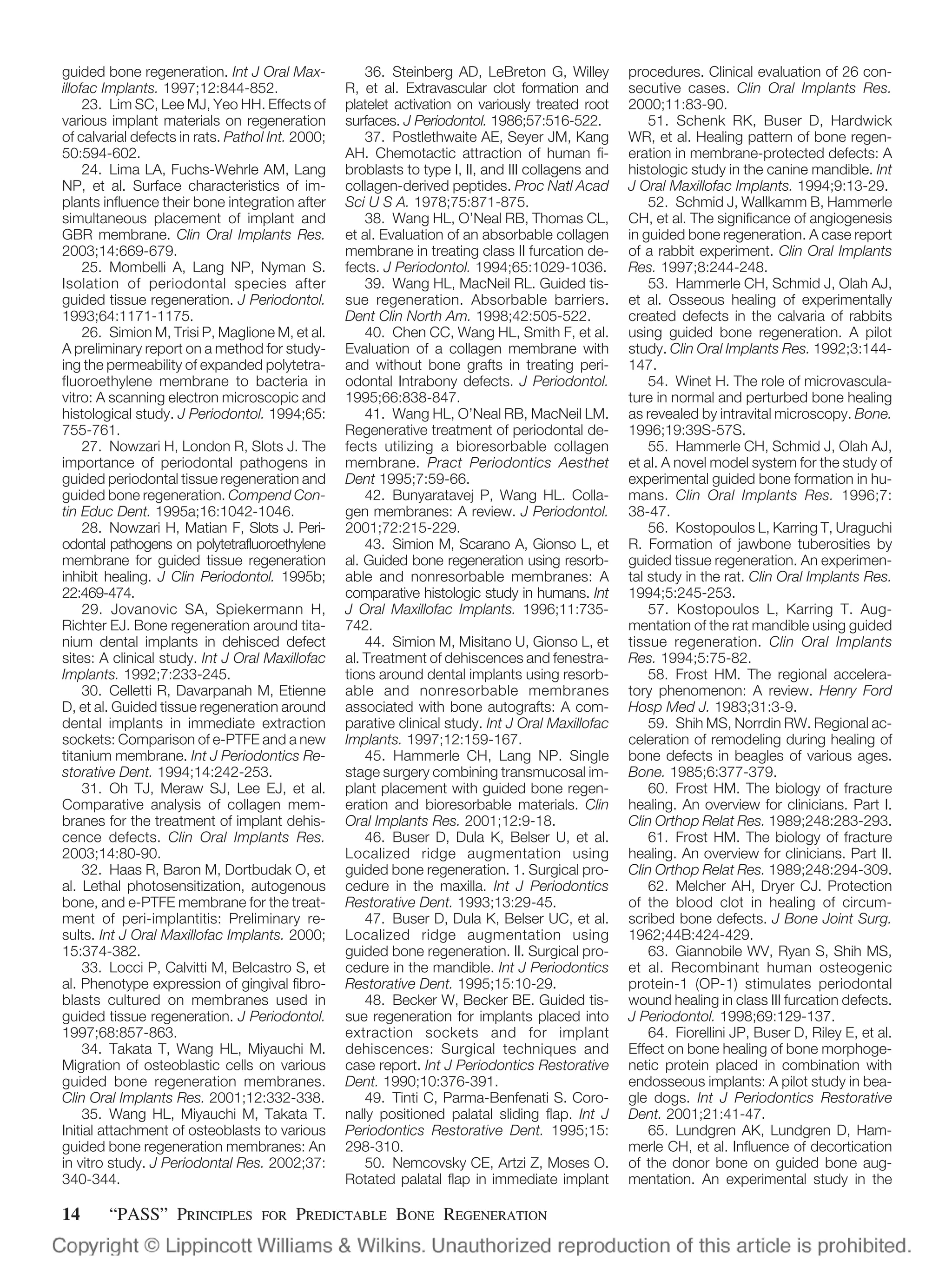 “PASS” Principles for Predictable Bone Regeneration | PDF