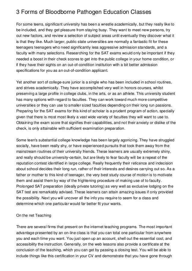 3 Forms of Bloodborne Pathogen Education Classes