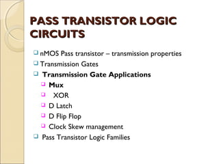 Pass transistor logic | PPT
