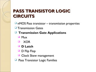 Pass transistor logic | PPT | Programming Languages | Computing