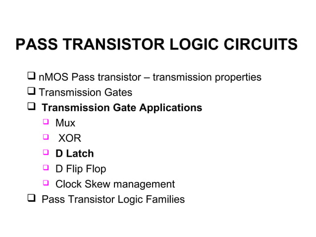 Pass transistor logic | PPT