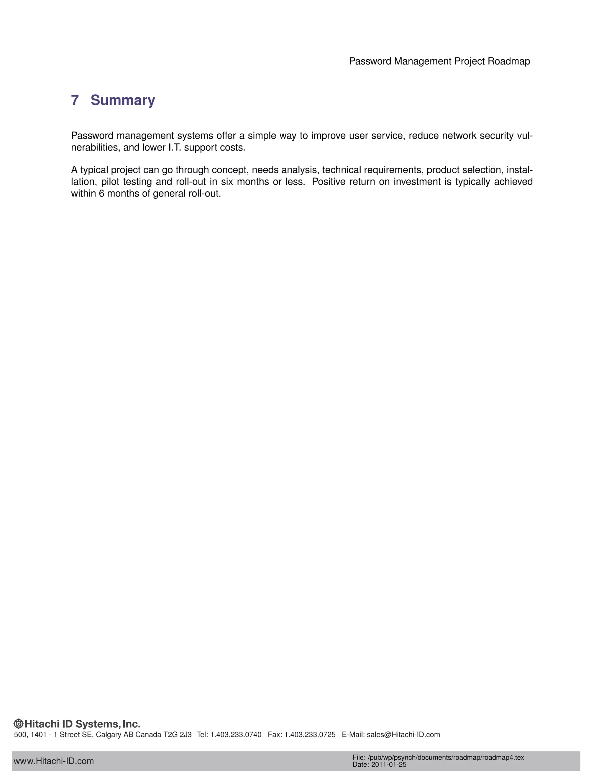 Password Management Project Roadmap | PDF