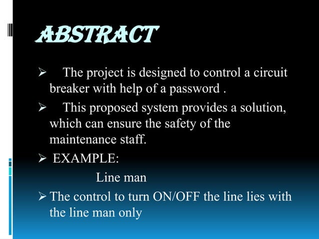 Password based circuit breaker control to ensure electric | PPTX ...