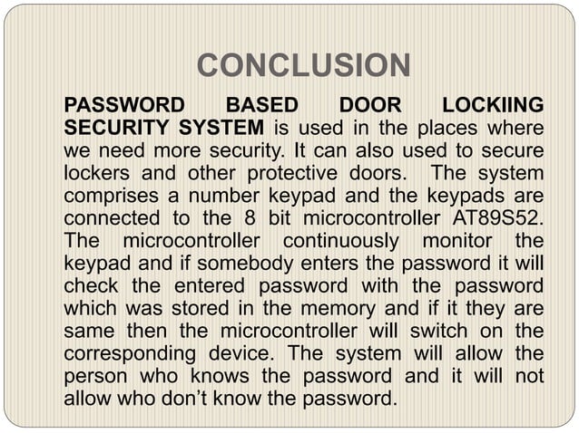 Password based door locking system | PPTX