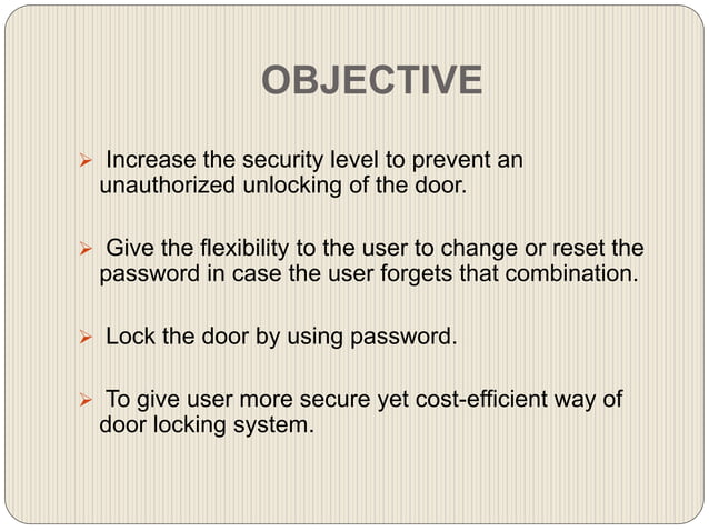 Password based door locking system | PPTX