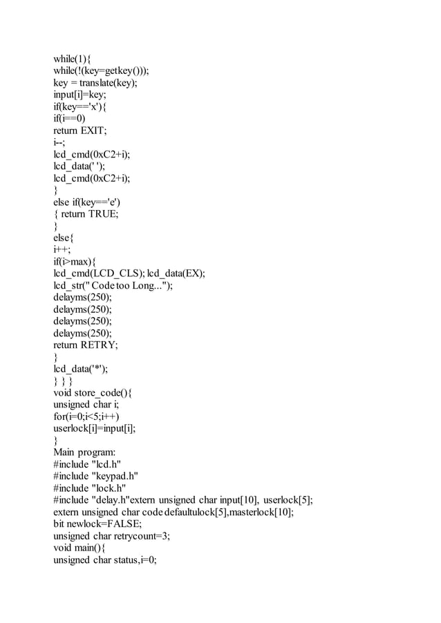 Password Based Door Lock System Using 8051 Microcontroller Final Report Docx Home Security