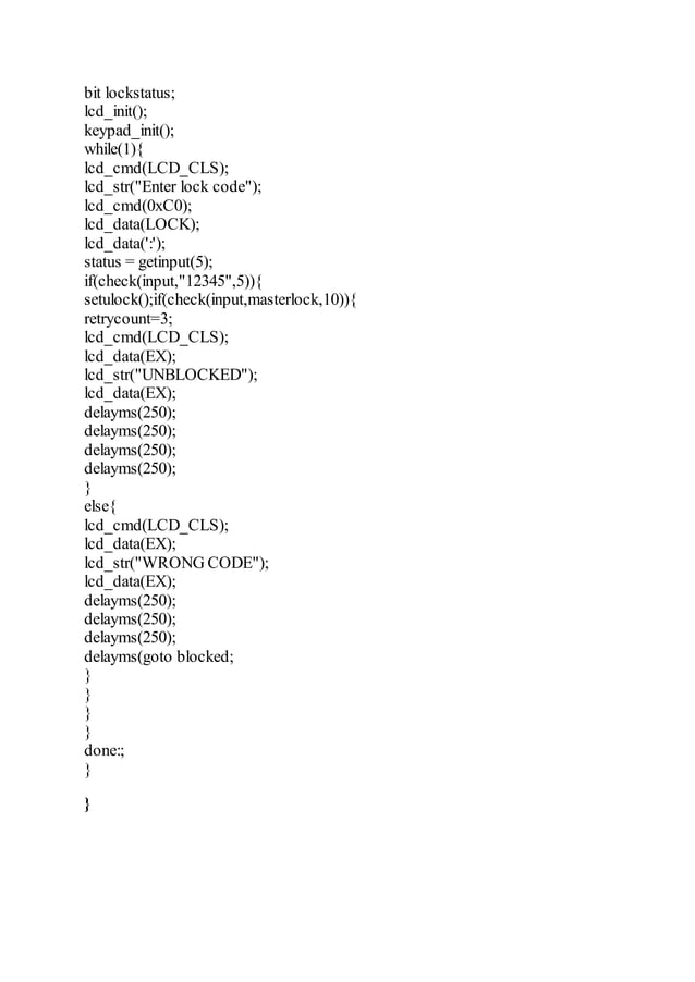 Password Based Door Lock System Using 8051 Microcontroller Final Report Pdf 