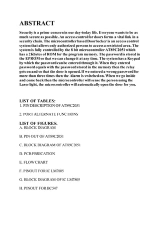 Password based door lock system using 8051 microcontroller final report ...