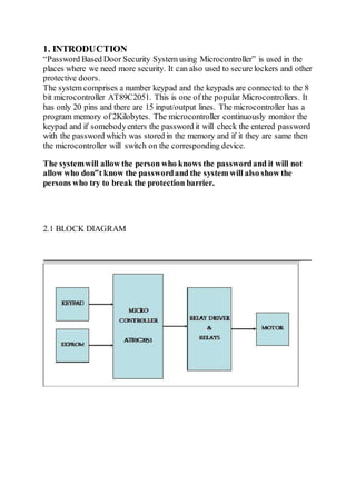 Password based door lock system using 8051 microcontroller final report ...