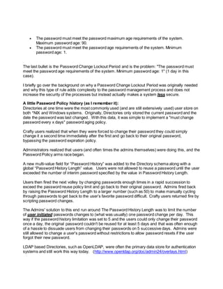 Problems with Password Change Lockout Periods in Password Policies | PDF