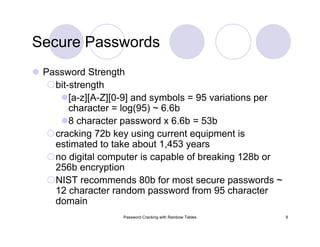 Password Cracking with Rainbow Tables | PDF