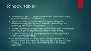 Password cracking and brute force tools | PPTX