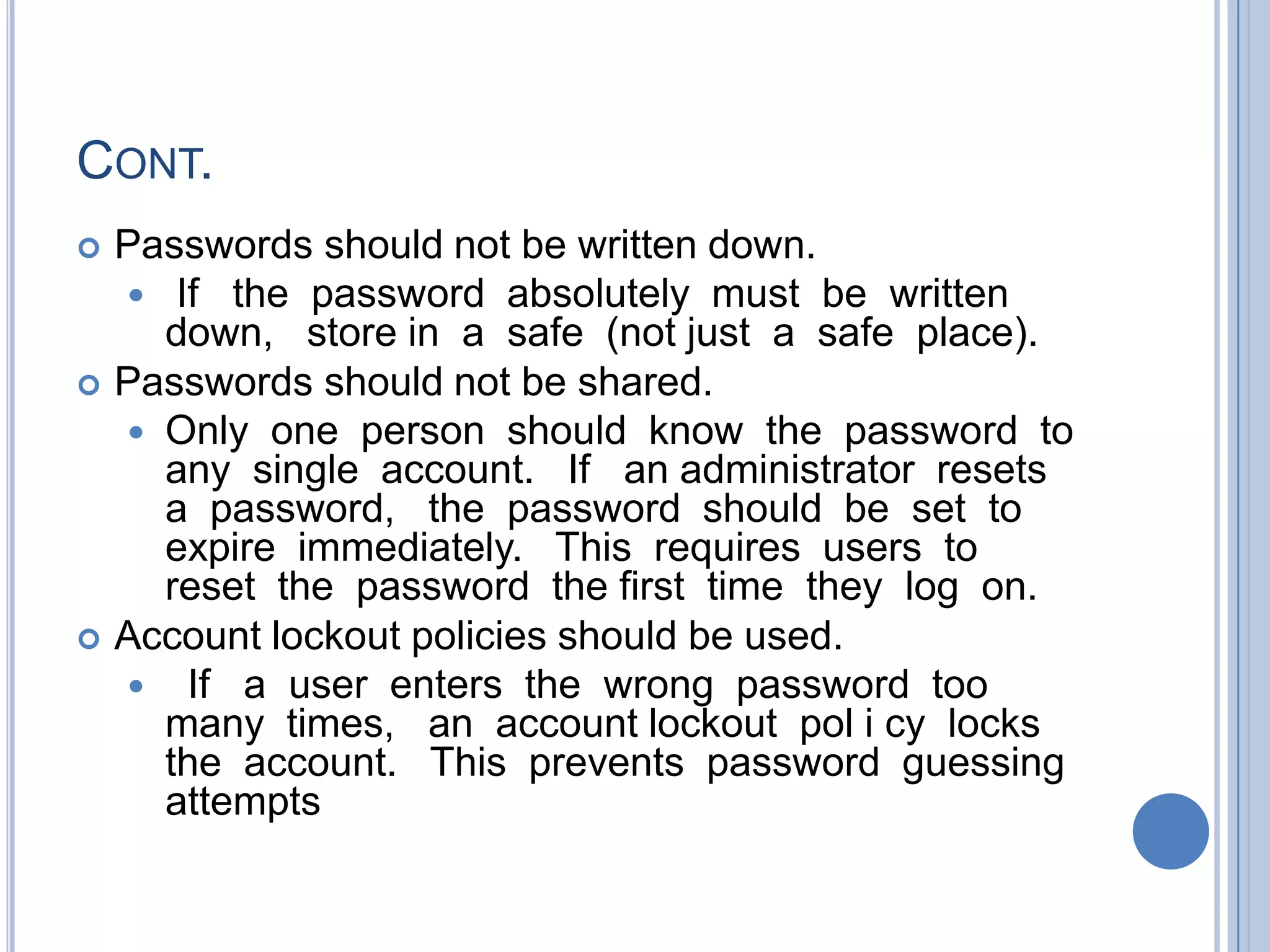 Password Policy and Account Lockout Policies | PPTX