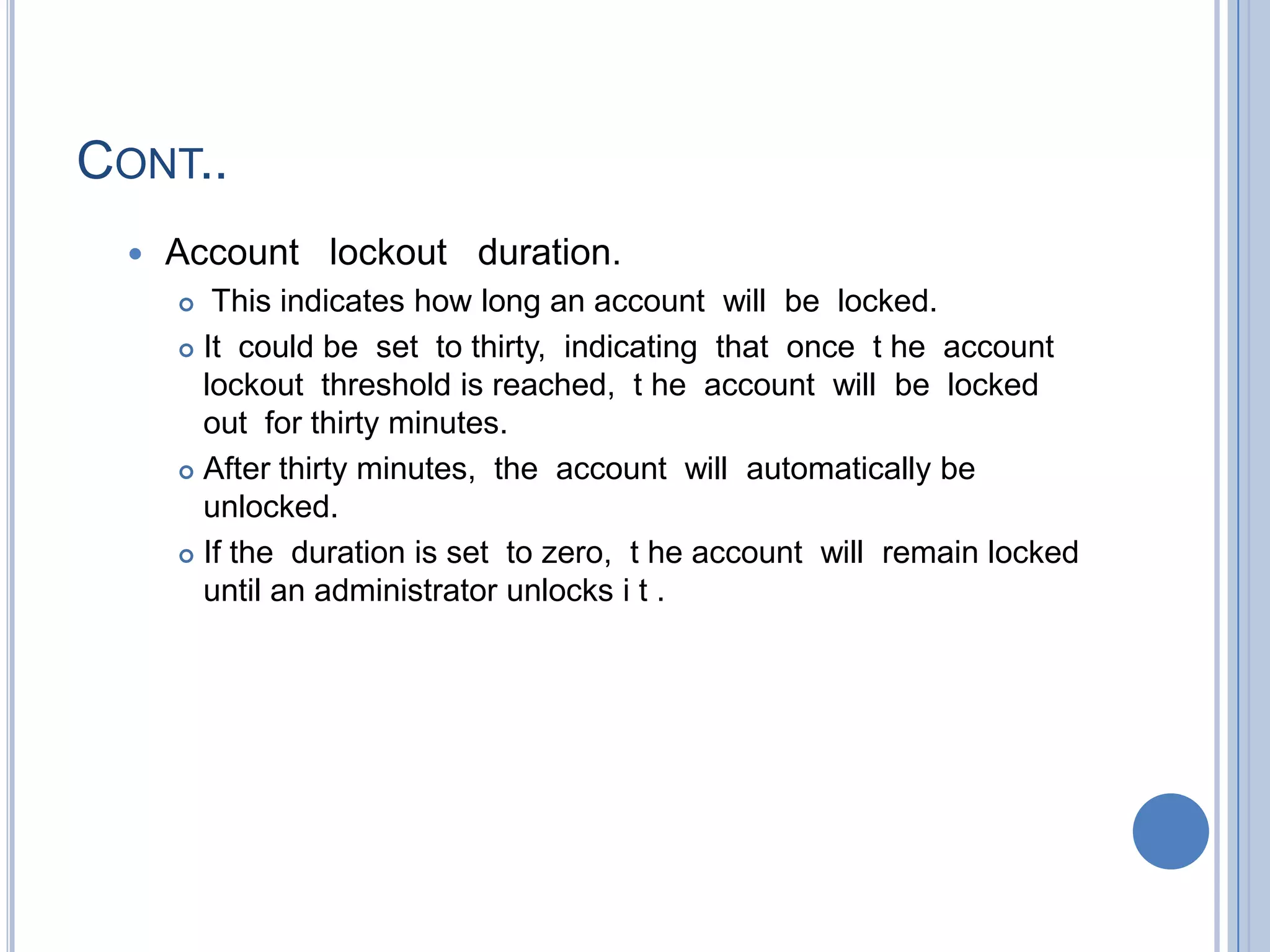 Password Policy and Account Lockout Policies | PPTX