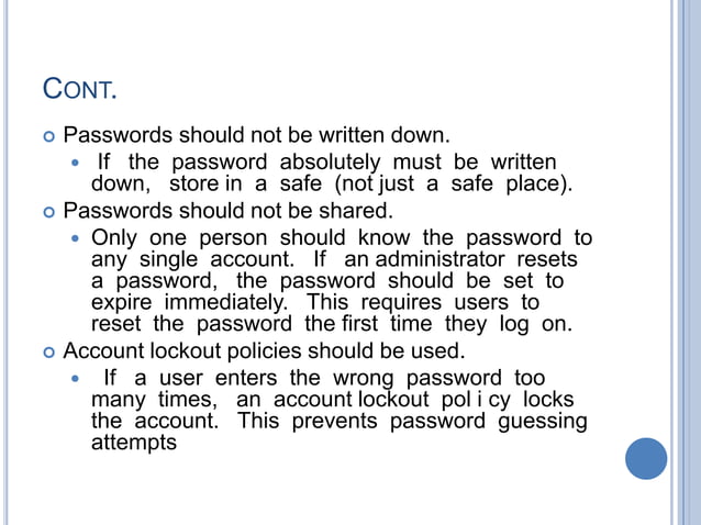 Password Policy and Account Lockout Policies | PPTX