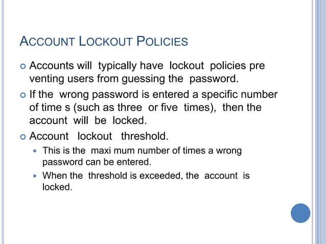Password Policy and Account Lockout Policies | PPTX
