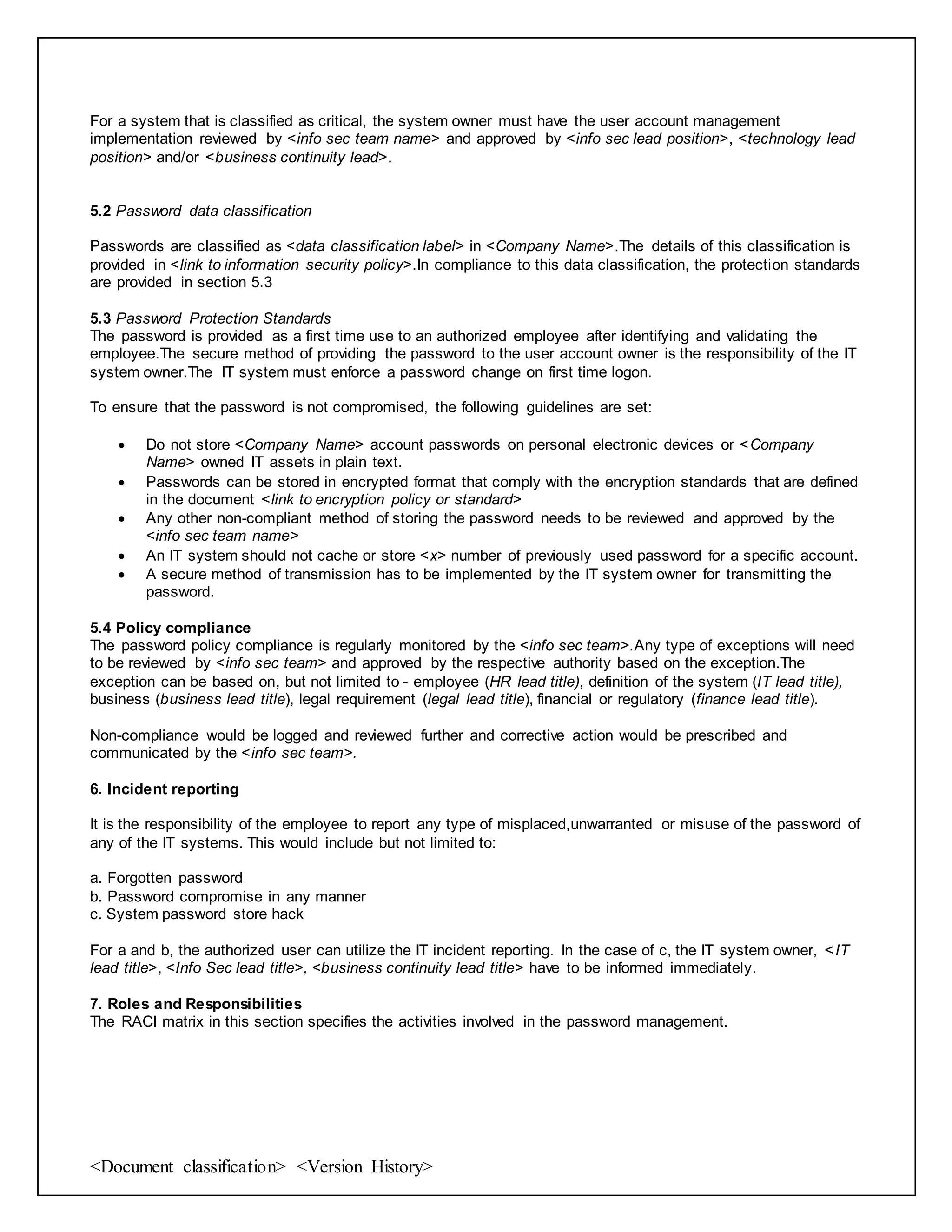 Password policy template | DOCX