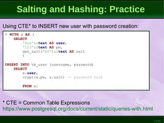 PostgreSQL: How to Store Passwords Safely | PDF