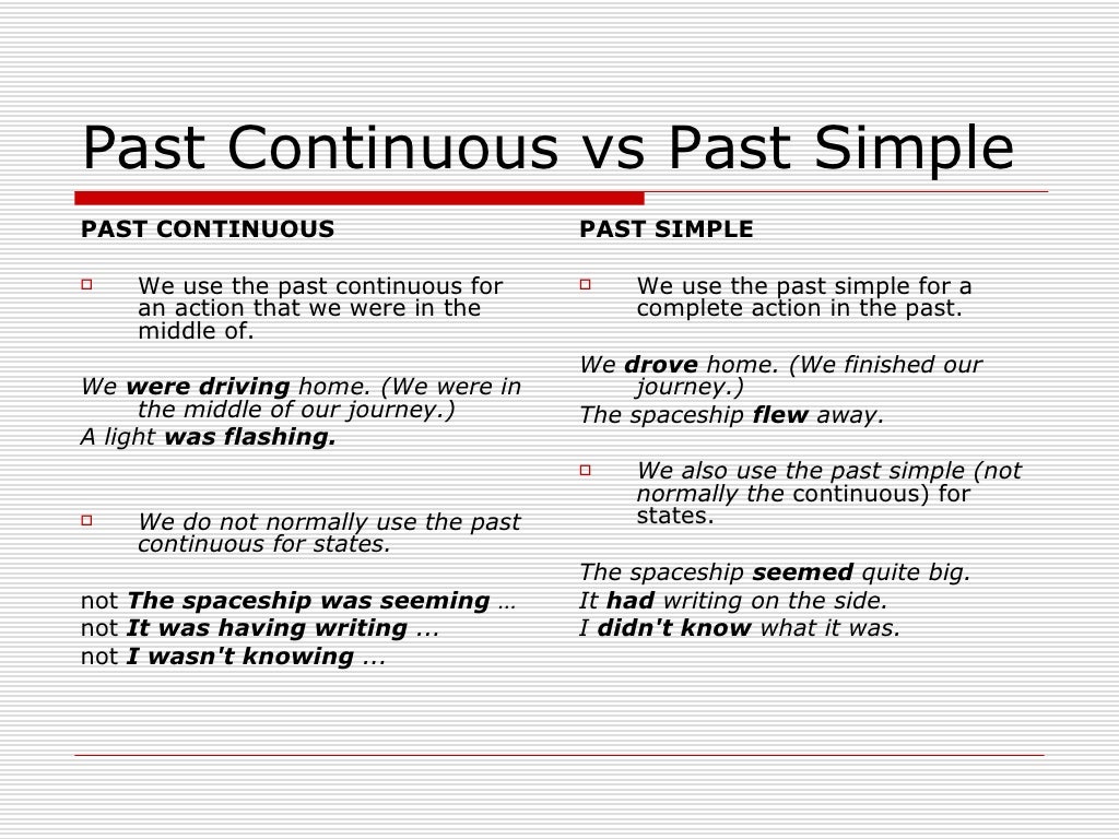 Past Continuous Vs Past Simple